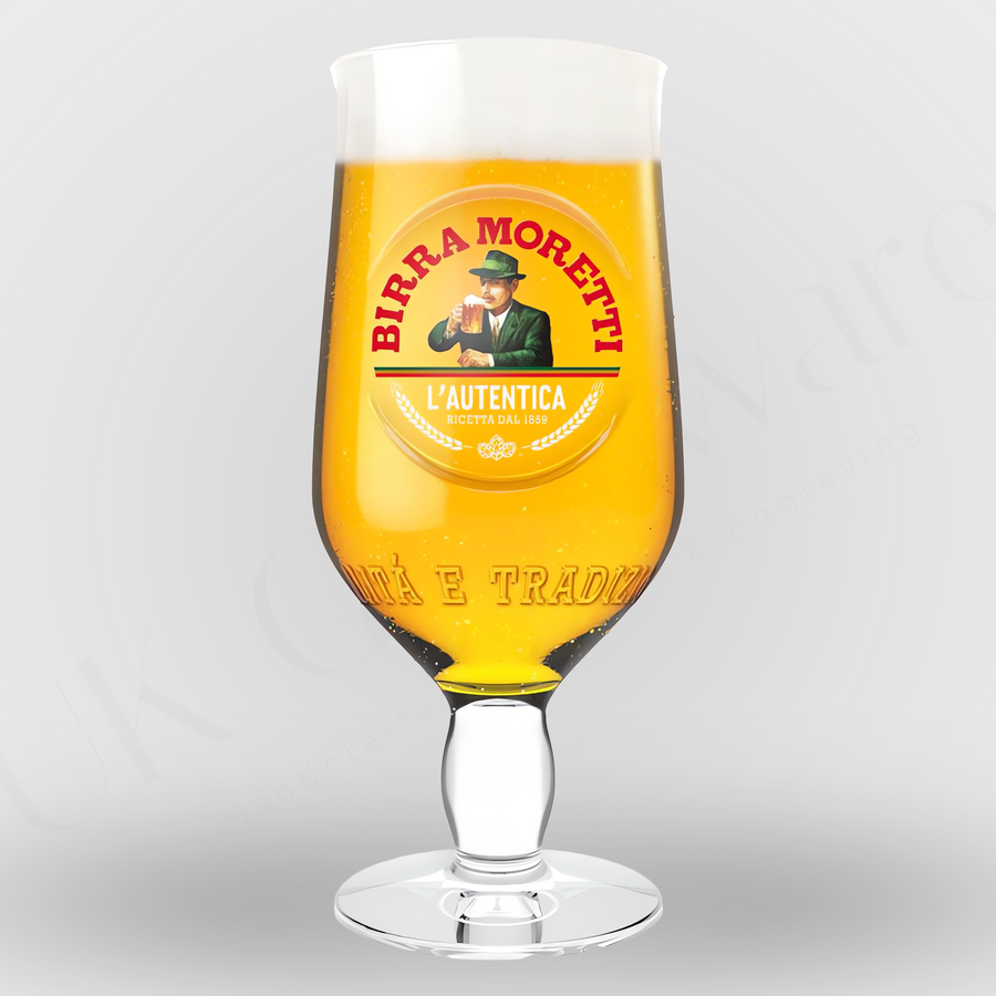 Birra Moretti Nucleated Pint Glass - 20oz Chalice – UK Glassware
