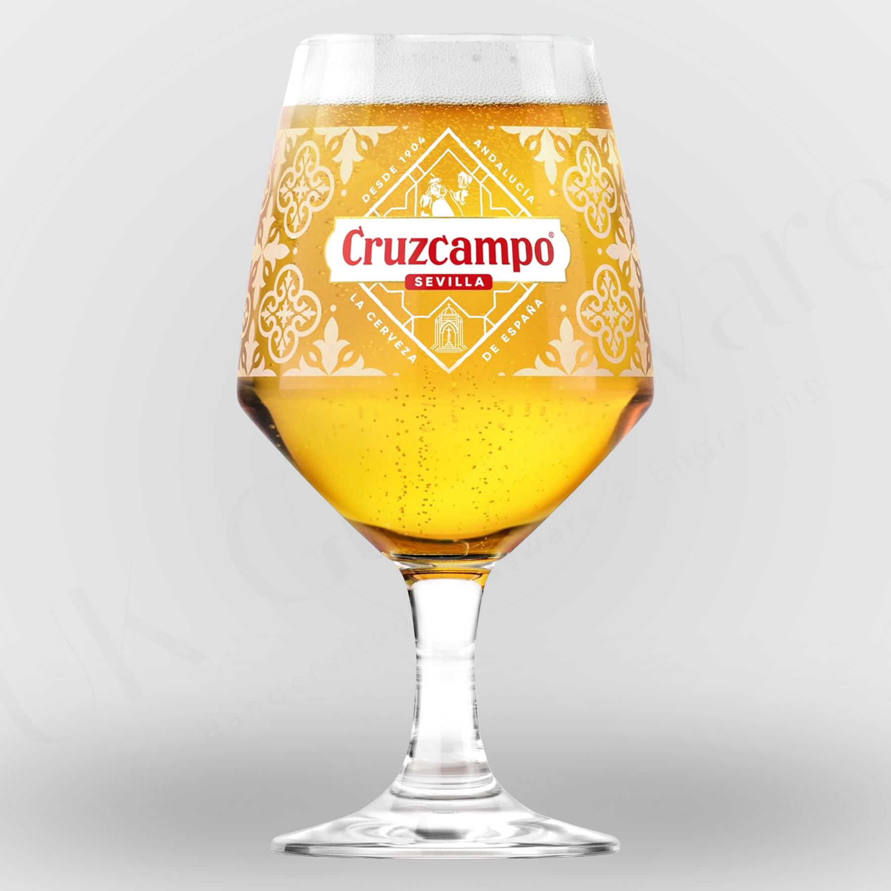 Cruzcampo Nucleated Pint Glass - 20oz Chalice – UK Glassware