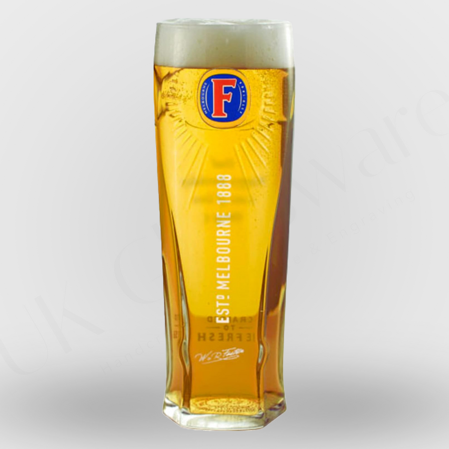 FOSTERS 20oz Nucleated Pint BEER GLASS – UK Glassware